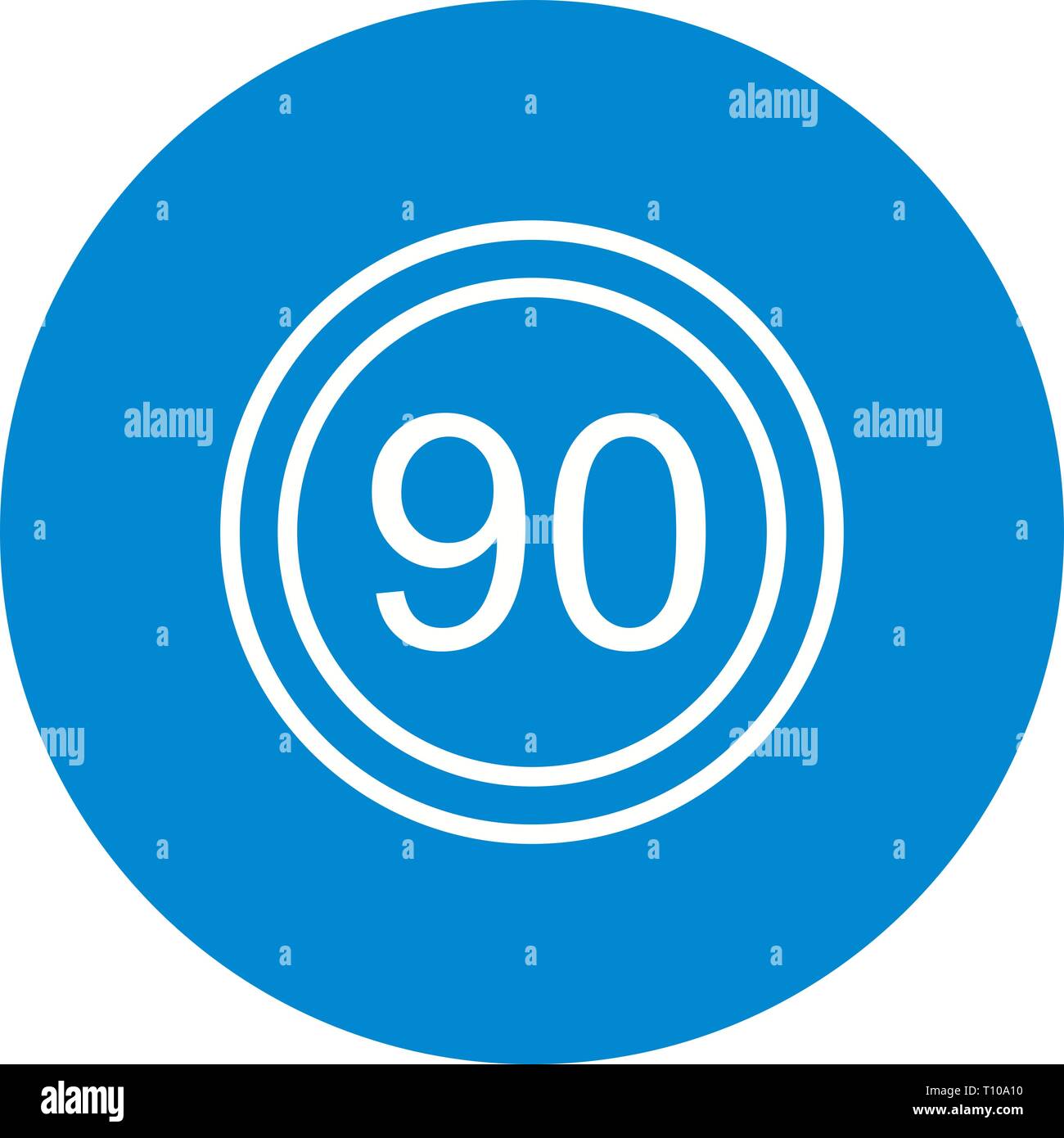Illustration Speed limit 90 Icon Stock Photo - Alamy