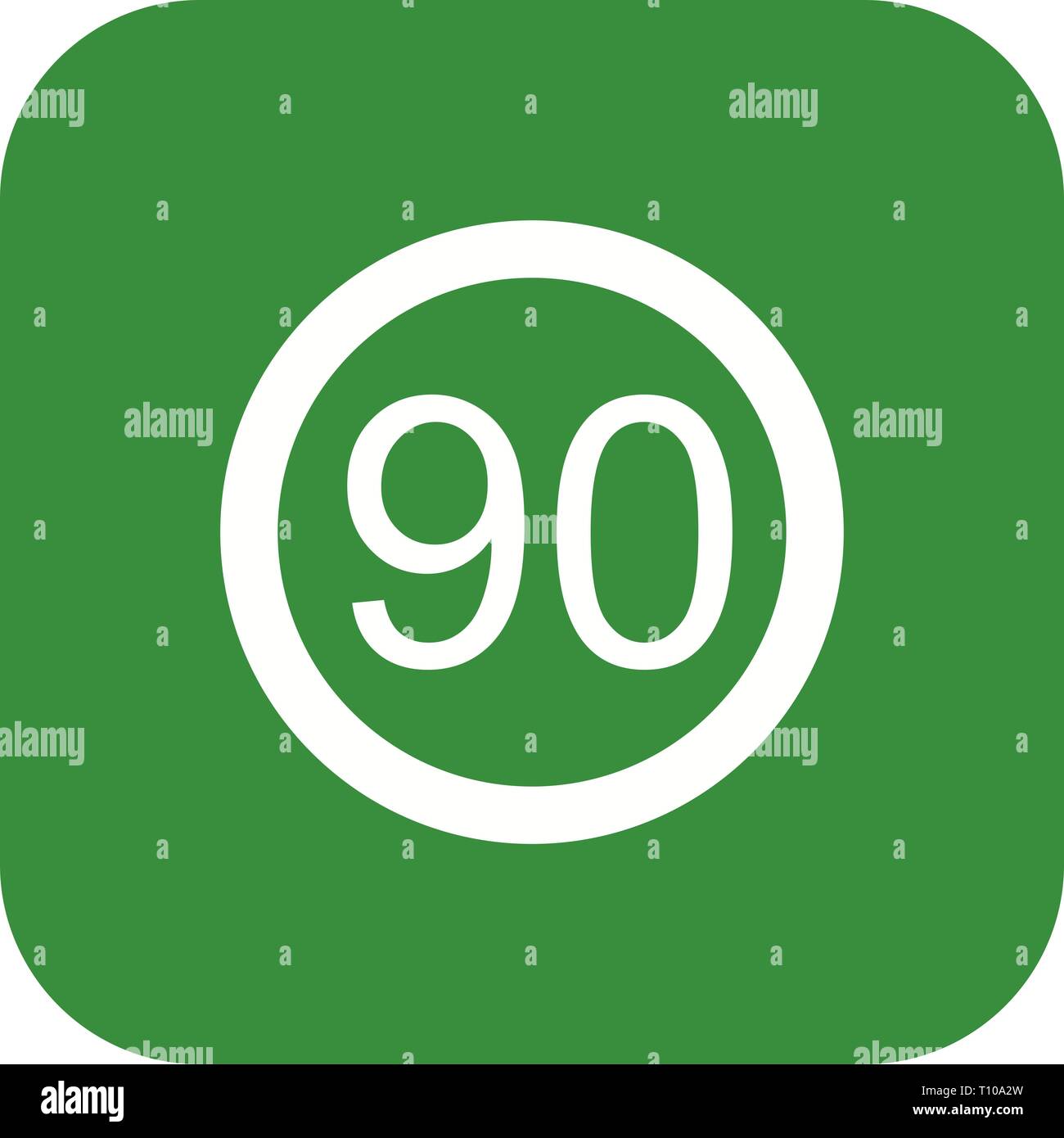 Illustration Speed limit 90 Icon Stock Photo - Alamy