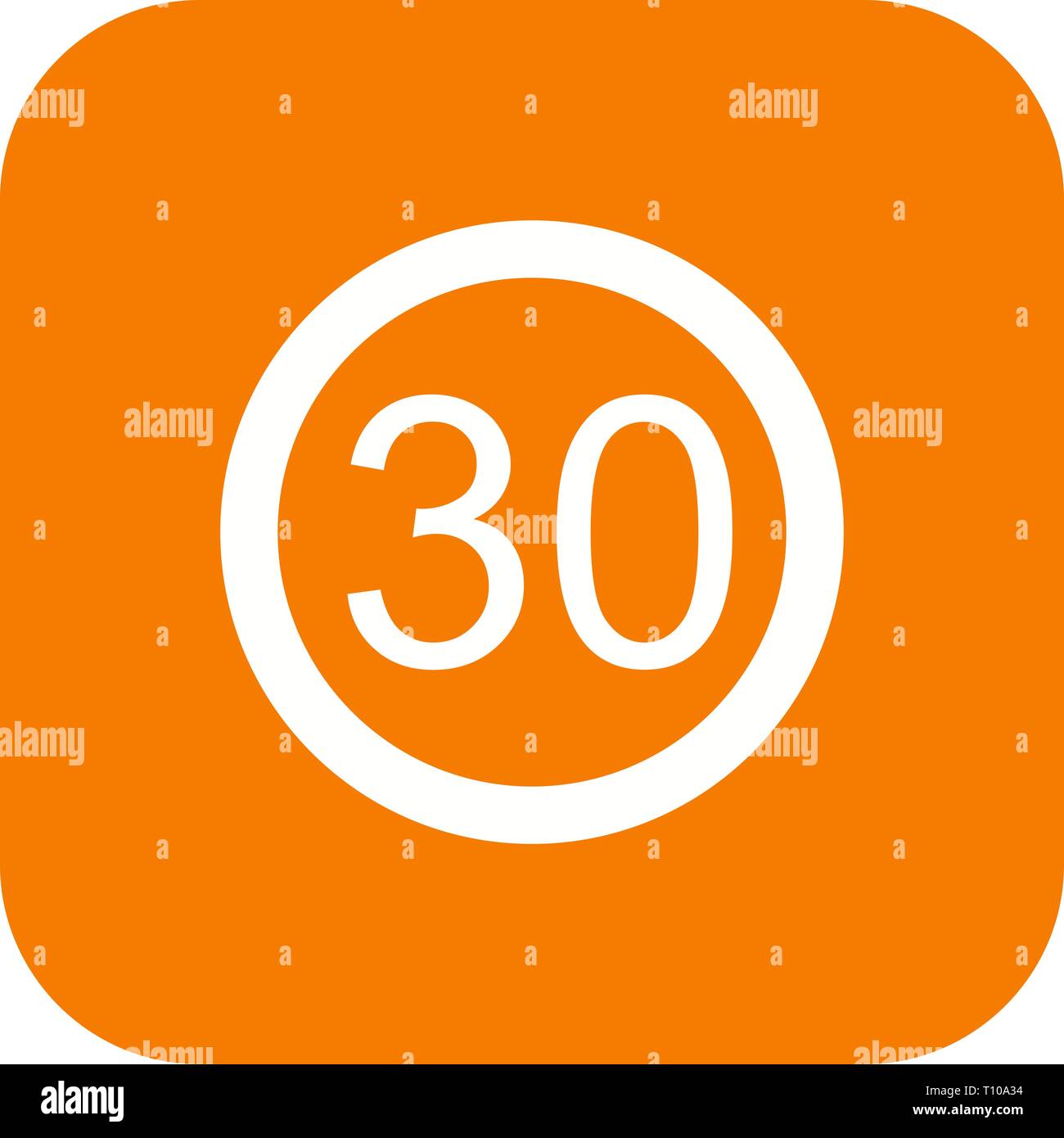 Illustration Speed limit 30 Icon Stock Photo - Alamy