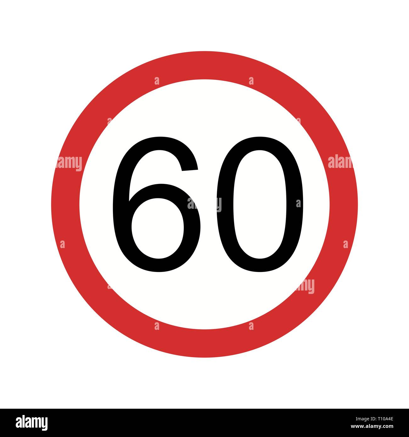 Illustration Speed limit 60 Icon Stock Photo - Alamy
