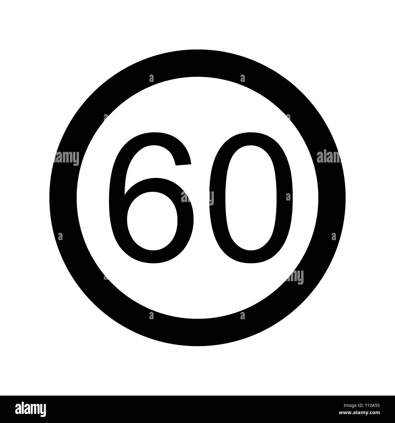 Illustration Speed limit 60 Icon Stock Photo - Alamy