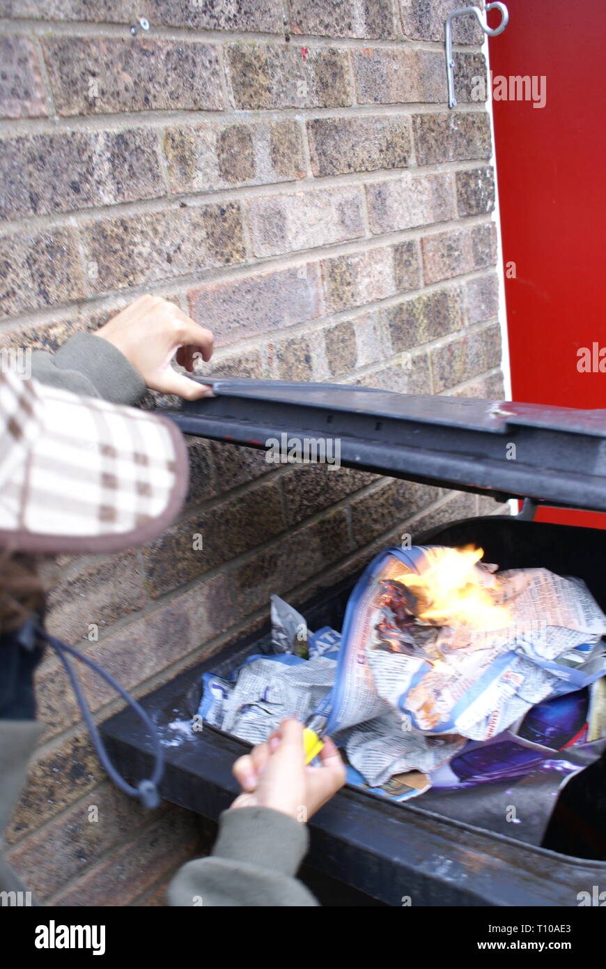 Wheelie bin vandalism hi-res stock photography and images - Alamy