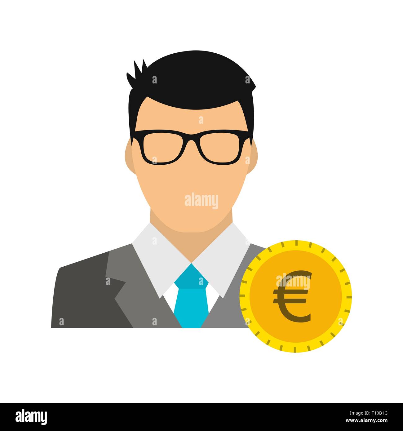 Illustration Euro with Man Icon Stock Photo - Alamy