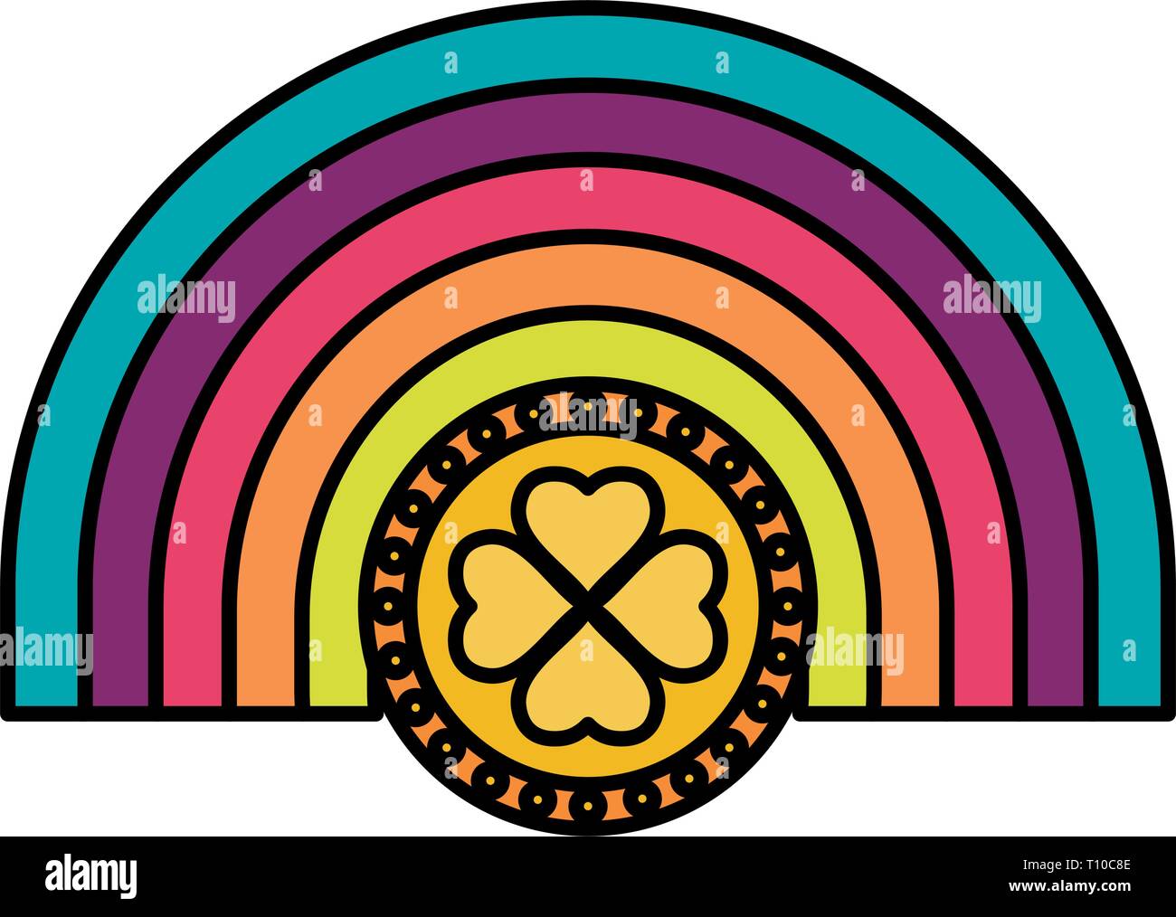 coin with clover and rainbow vector illustration design Stock Vector ...