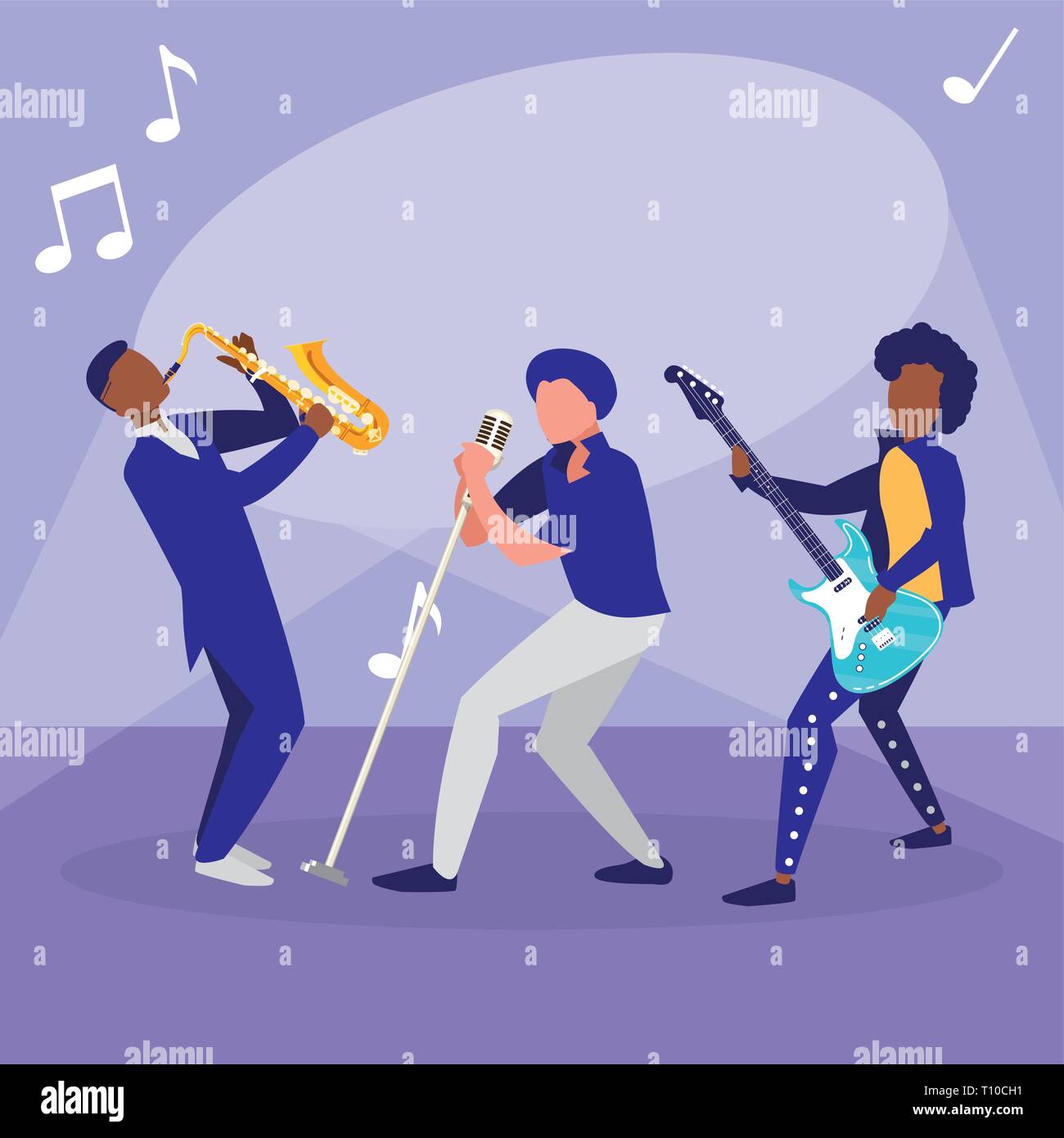 singer and musicians band characters vector illustration design Stock ...