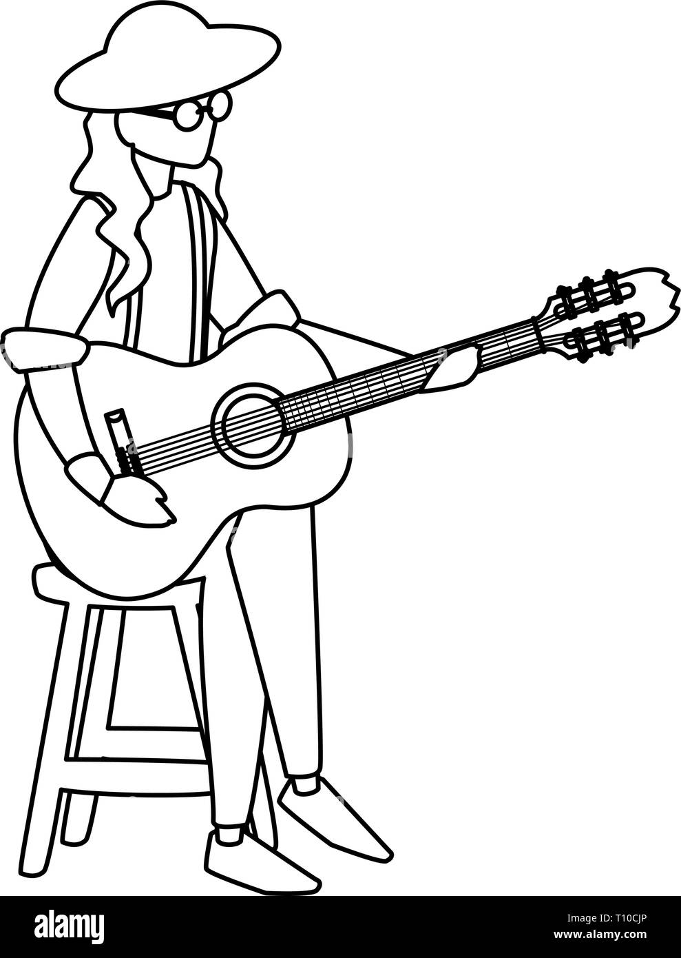 guitarist playing guitar character vector illustration design Stock ...