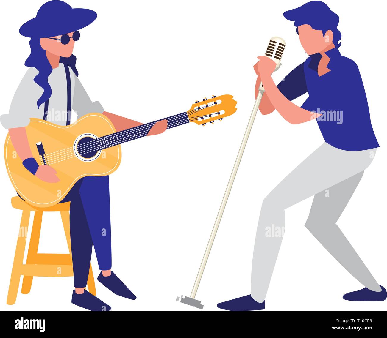 singer and musician couple characters vector illustration design Stock ...