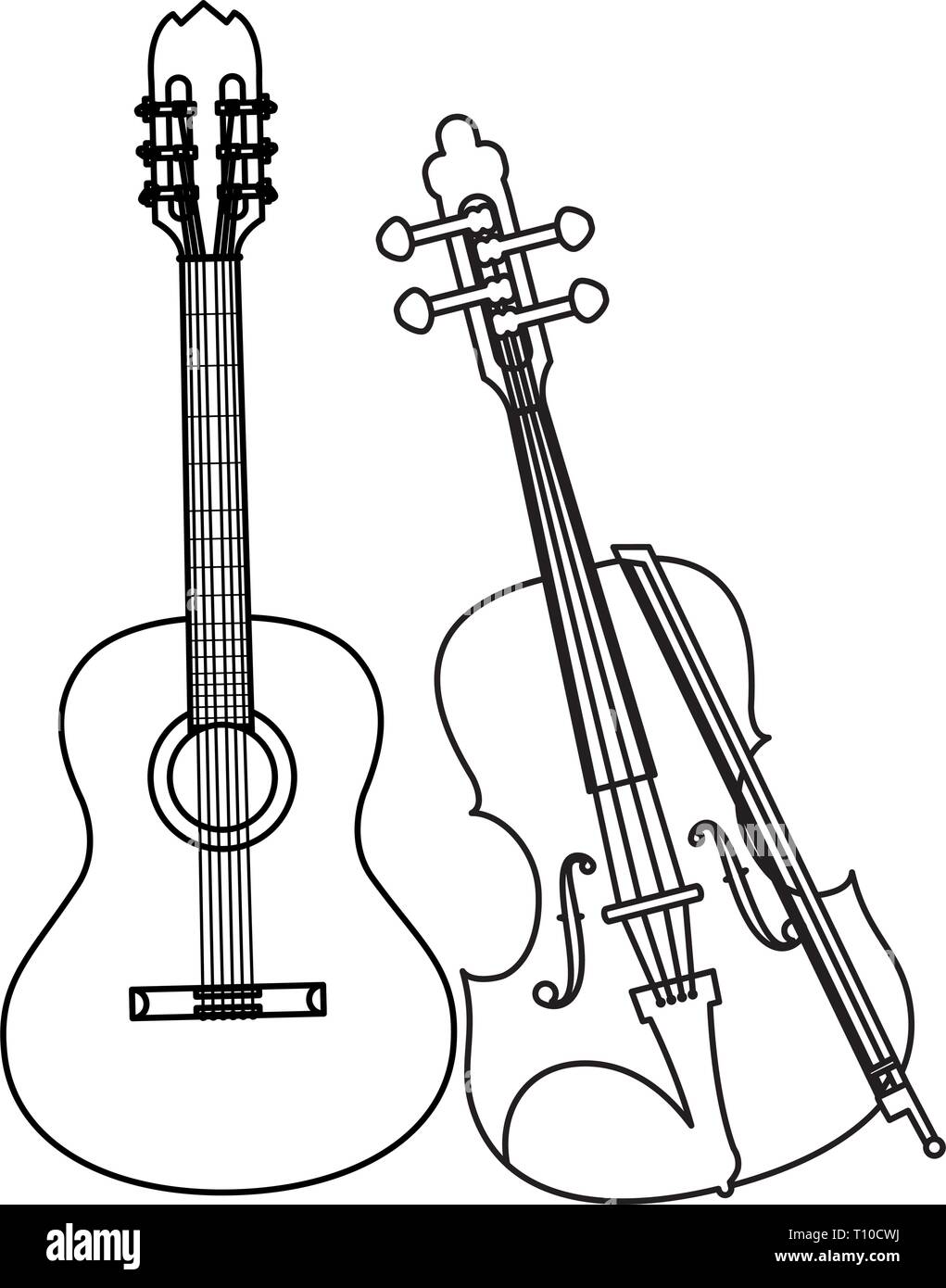 guitar and fiddle instruments vector illustration design Stock Vector ...