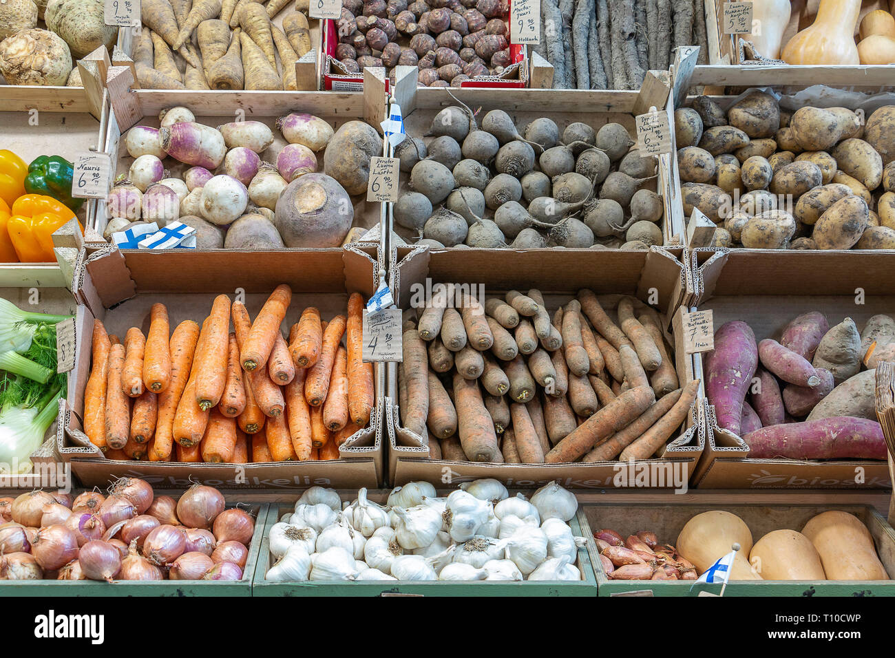 Helsinki, Finland - March 19, 2019: Fresh organic vegetables in the ...