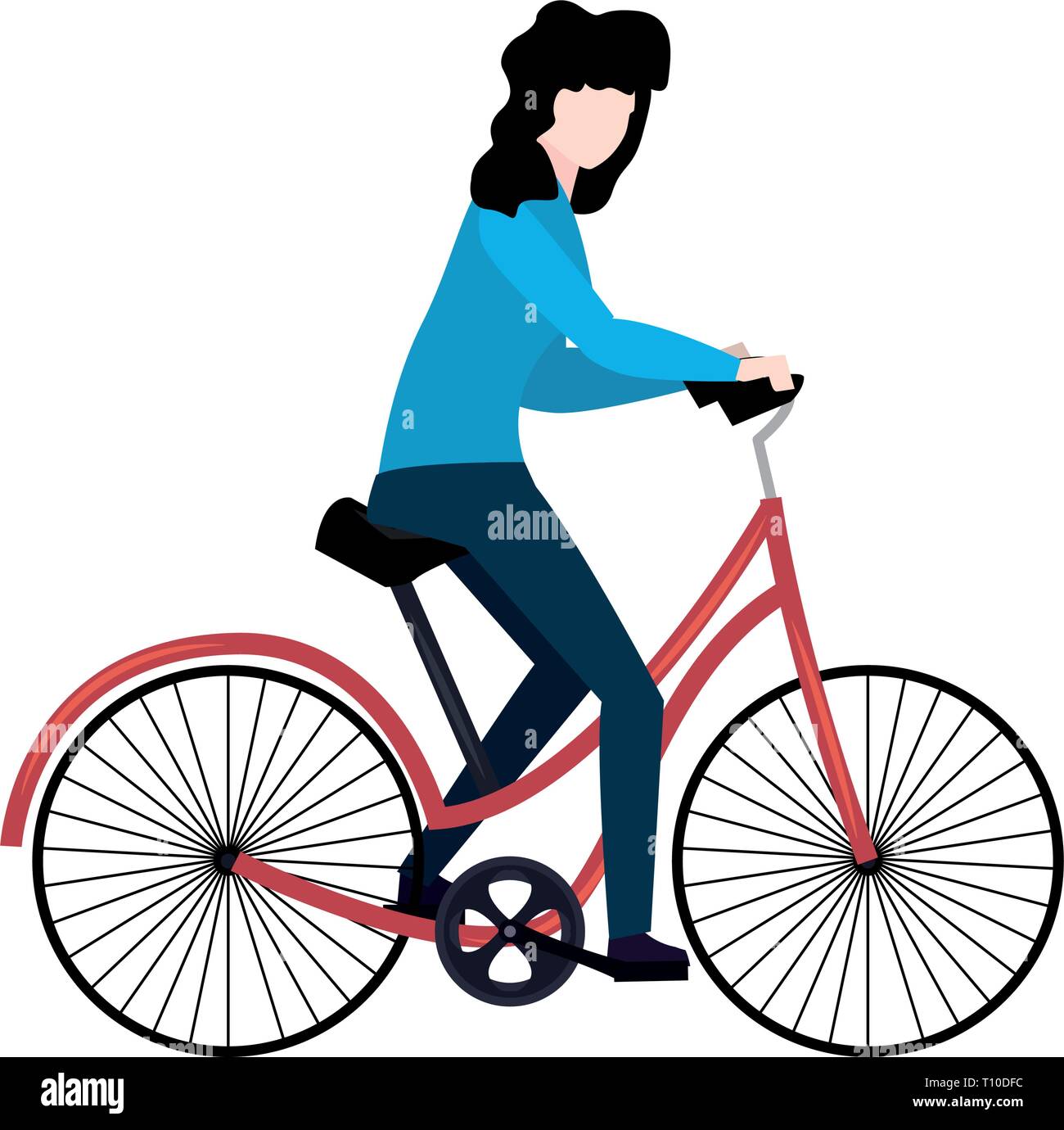woman riding bicycle on white background vector illustration Stock ...