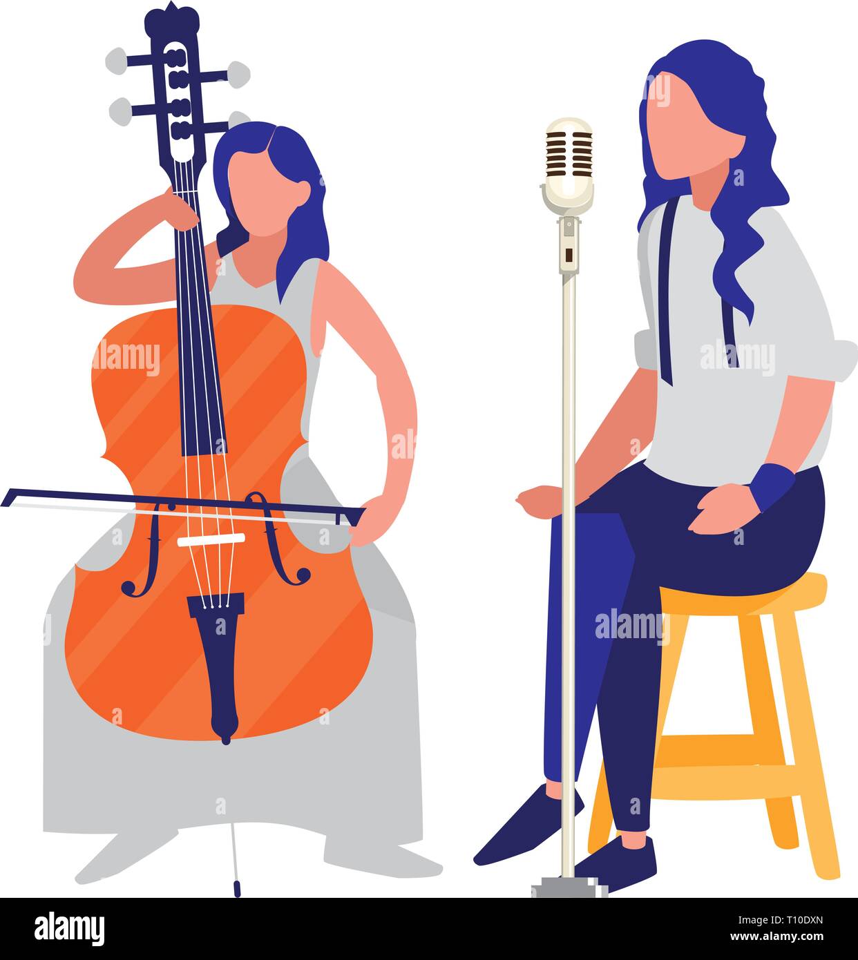 singer and musician couple characters vector illustration design Stock ...