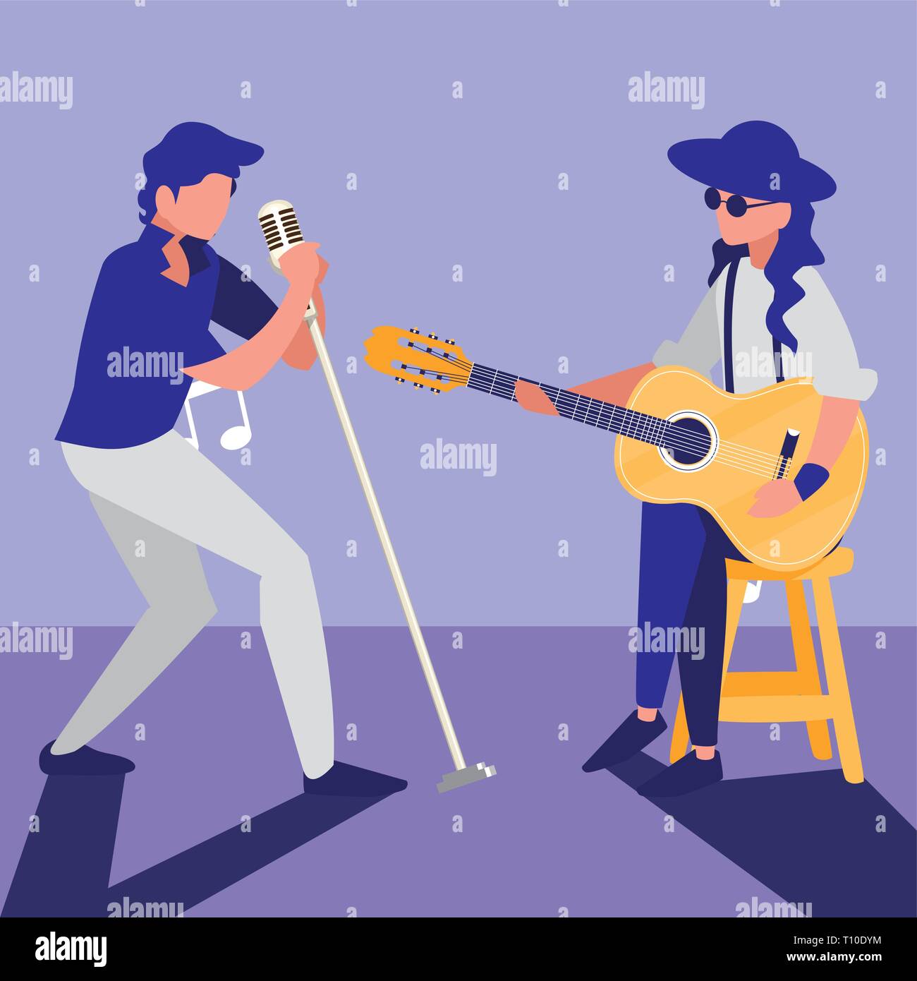 singer and musician couple characters vector illustration design Stock ...