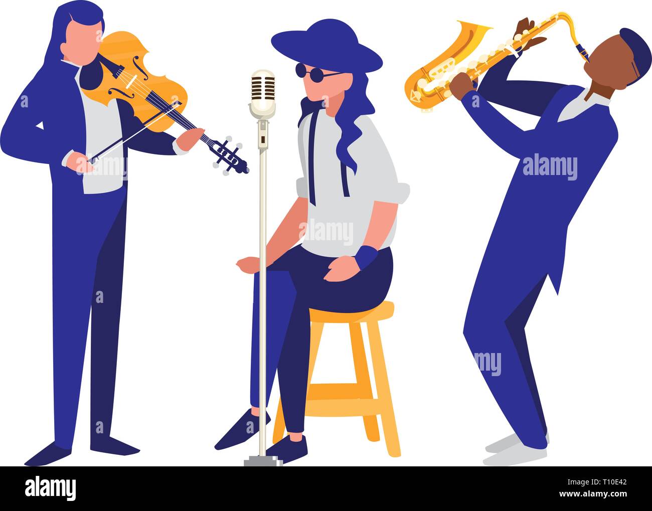 singer and musicians band characters vector illustration design Stock ...