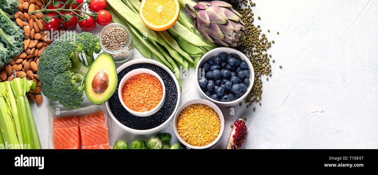 Selection of healthy food. Clean eating concept. Cooking ingredients ...