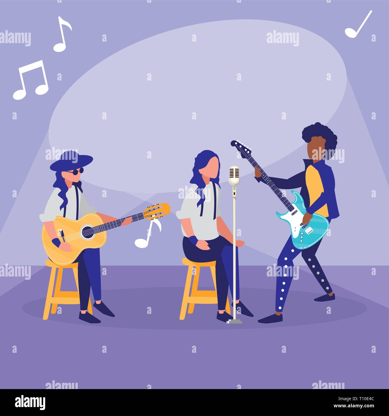 singer and musicians band characters vector illustration design Stock ...