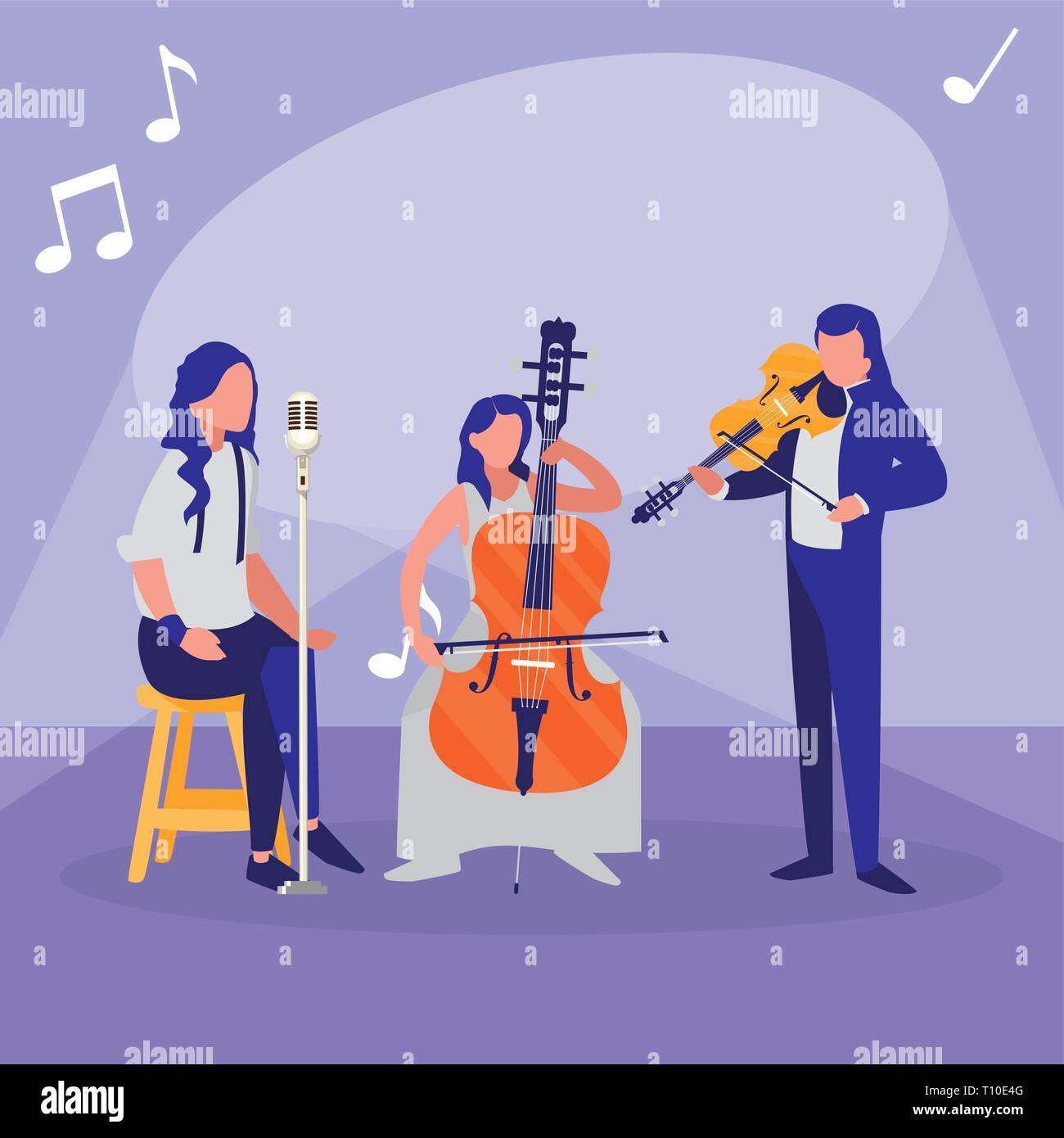 singer and musicians band characters vector illustration design Stock ...