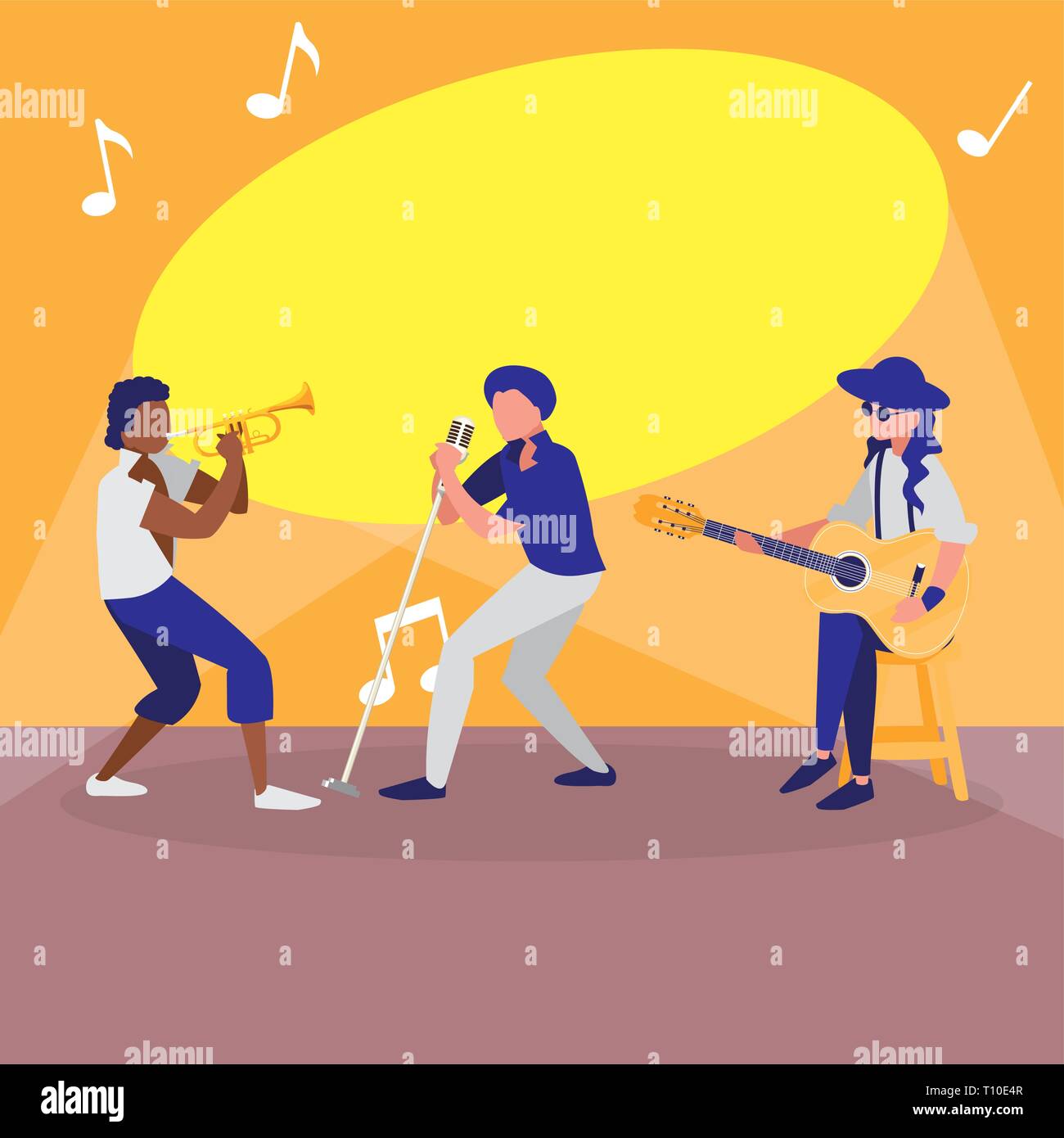singer and musicians band characters vector illustration design Stock ...