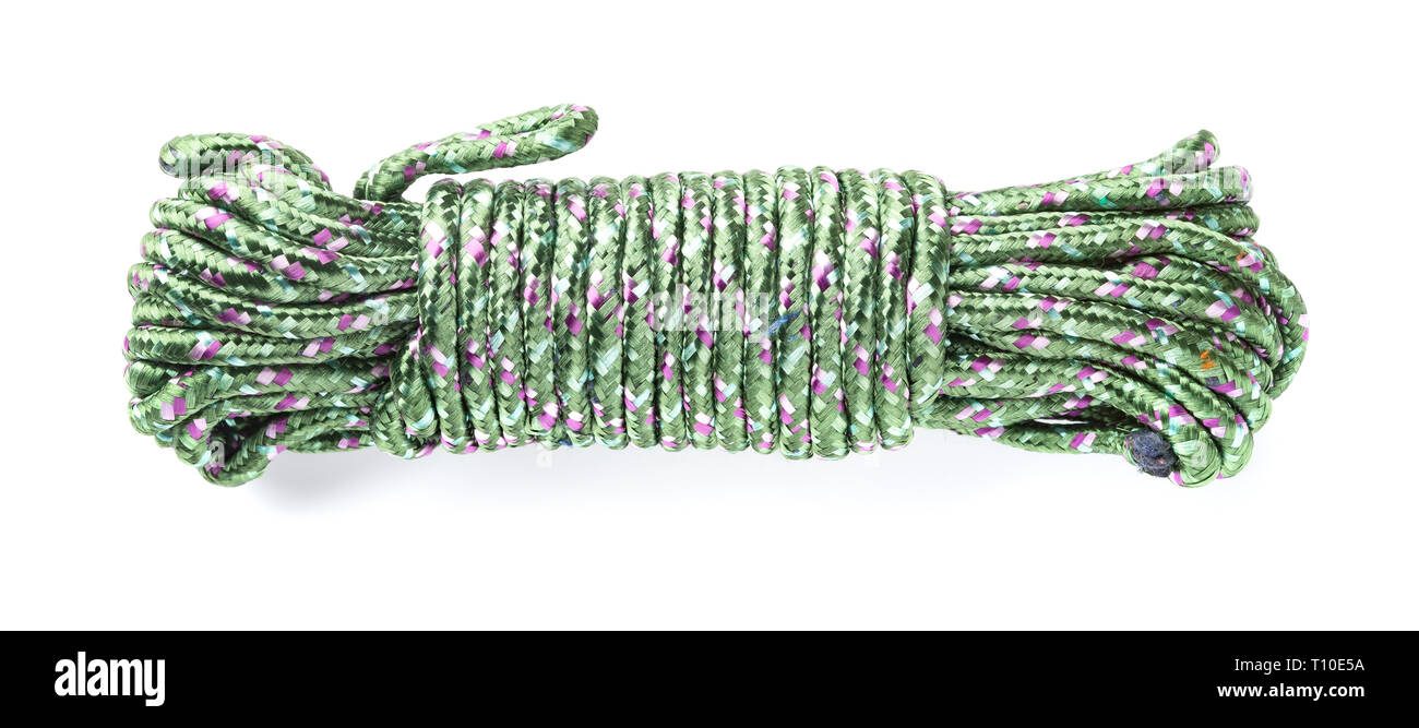 green tied rope on a white background Stock Photo - Alamy