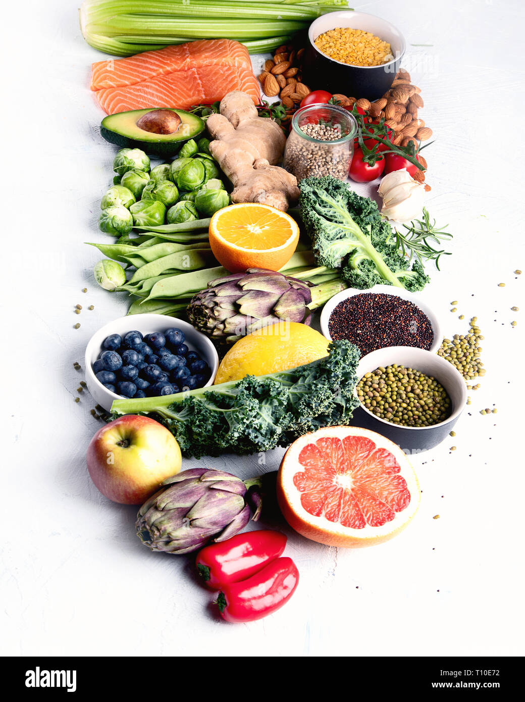 Selection of healthy food. Clean eating concept. Cooking ingredients ...