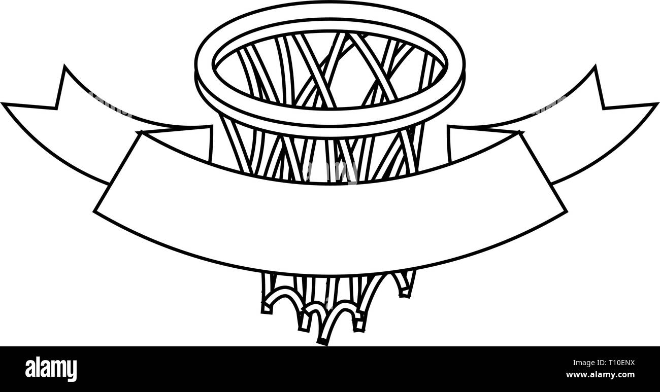 basketball sport hoop ribbon emblem vector illustration Stock Vector ...