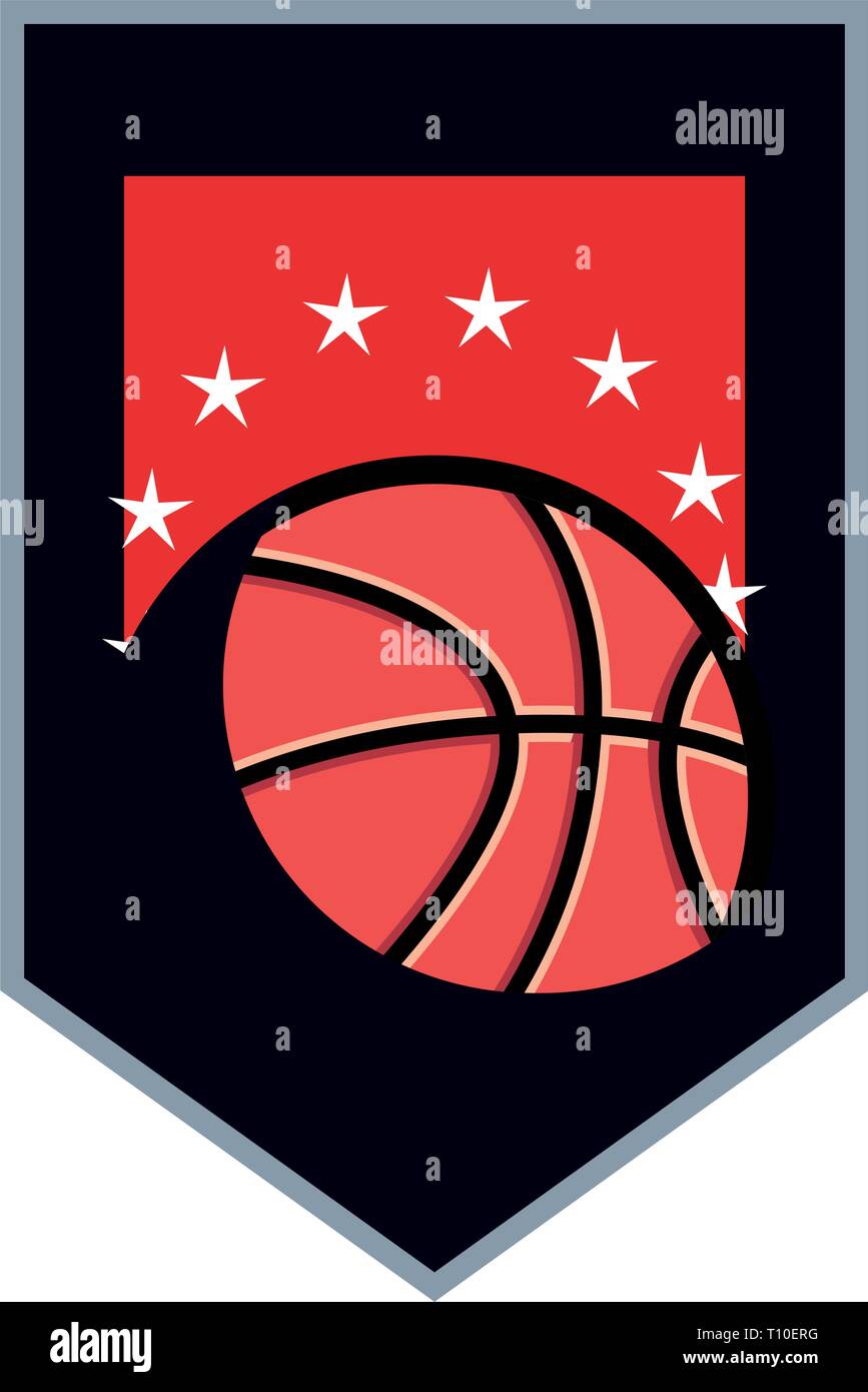 flying basketball ball sport stars stamp vector illustration Stock ...