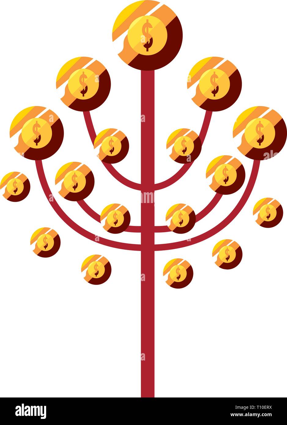 tree coins money growth on white background vector illustration Stock ...