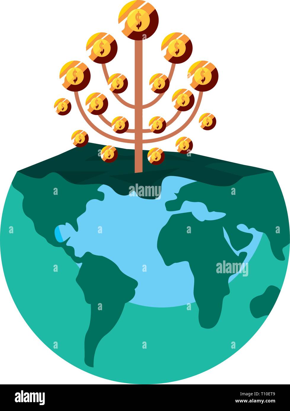 world business tree coins profit vector illustration Stock Vector Image ...