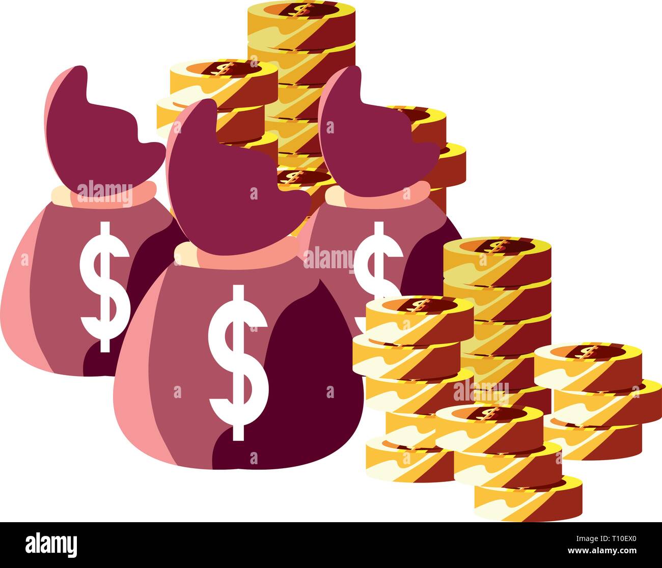 money bag coins stacked banking vector illustration Stock Vector Image ...