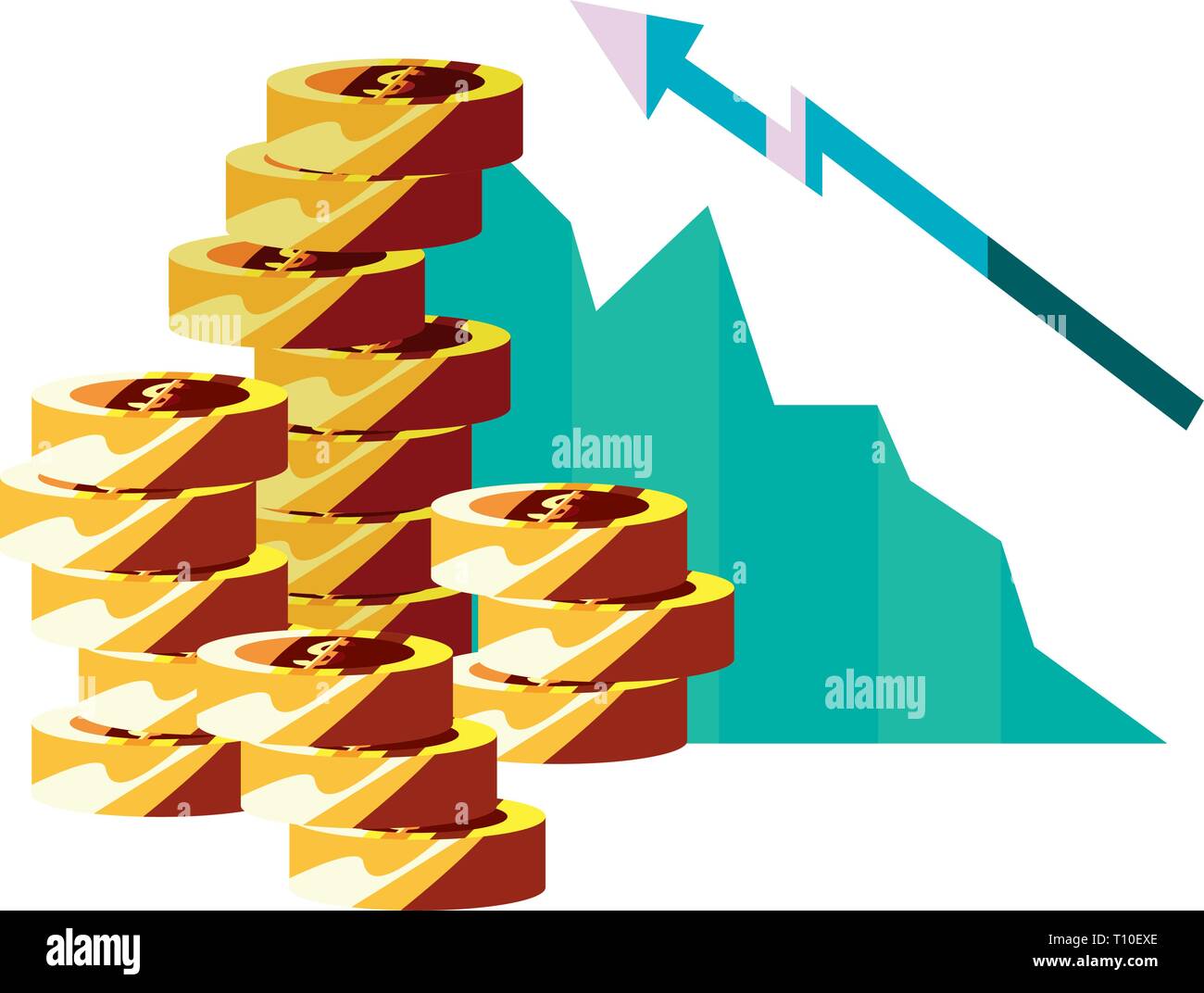 business diagram arrow coins stacked vector illustration Stock Vector ...