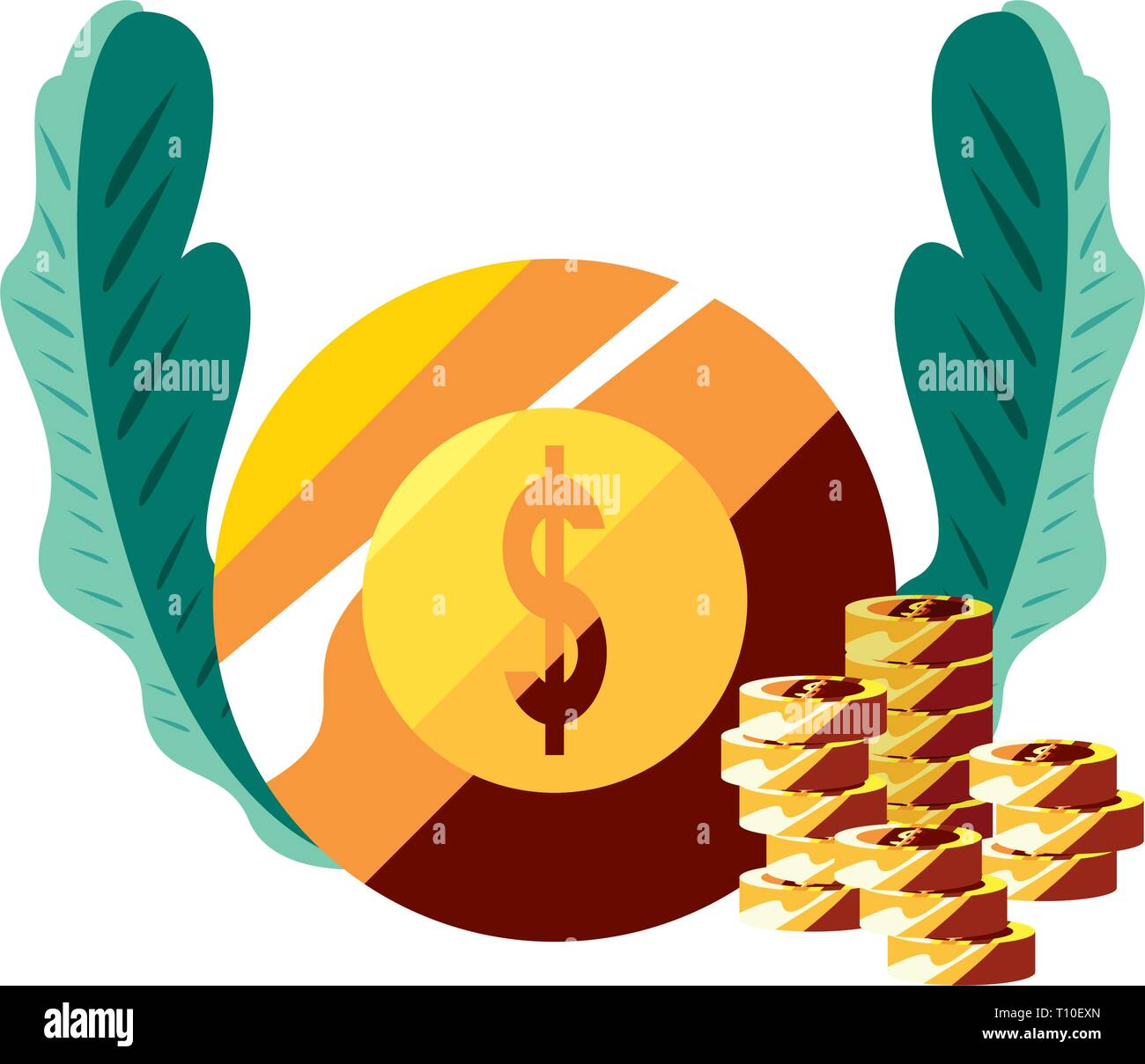 gold coins dollar money fortune vector illustration Stock Vector Image ...