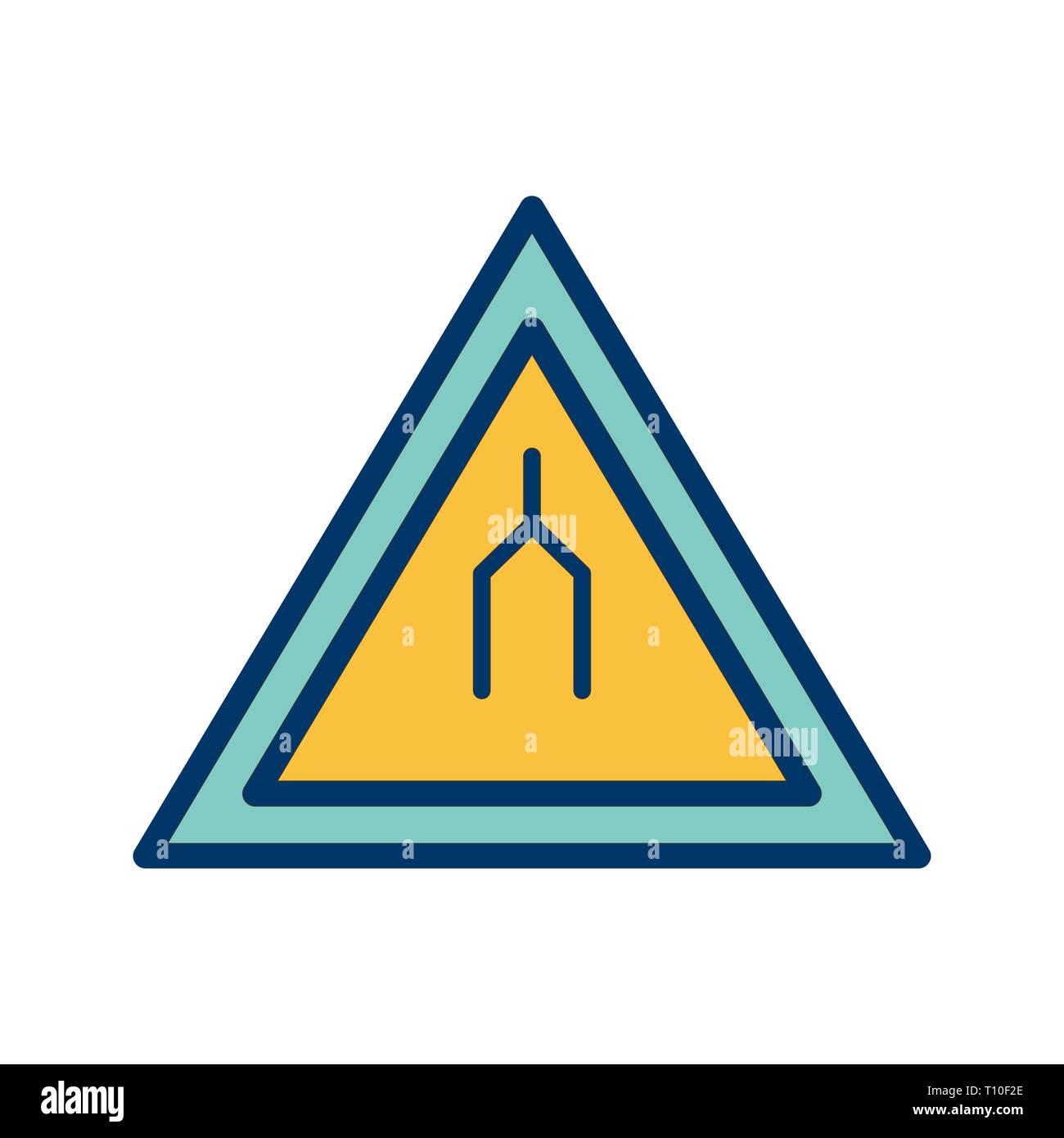 Illustration Dual carriageway ends Road Sign Icon Stock Photo - Alamy