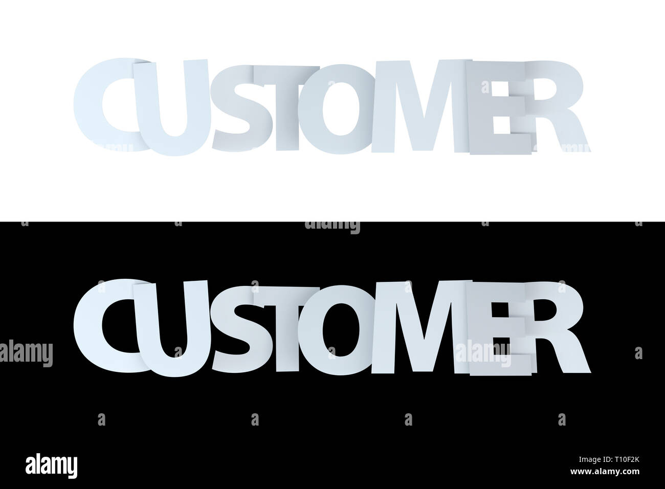 3d rendering of customer text on white and black version Stock Photo ...