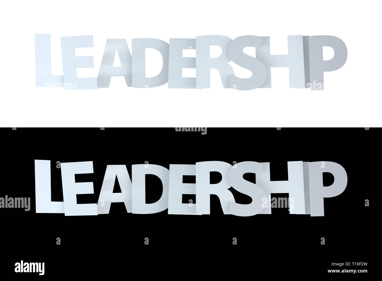 3d rendering of leadership text on white and black version Stock Photo ...