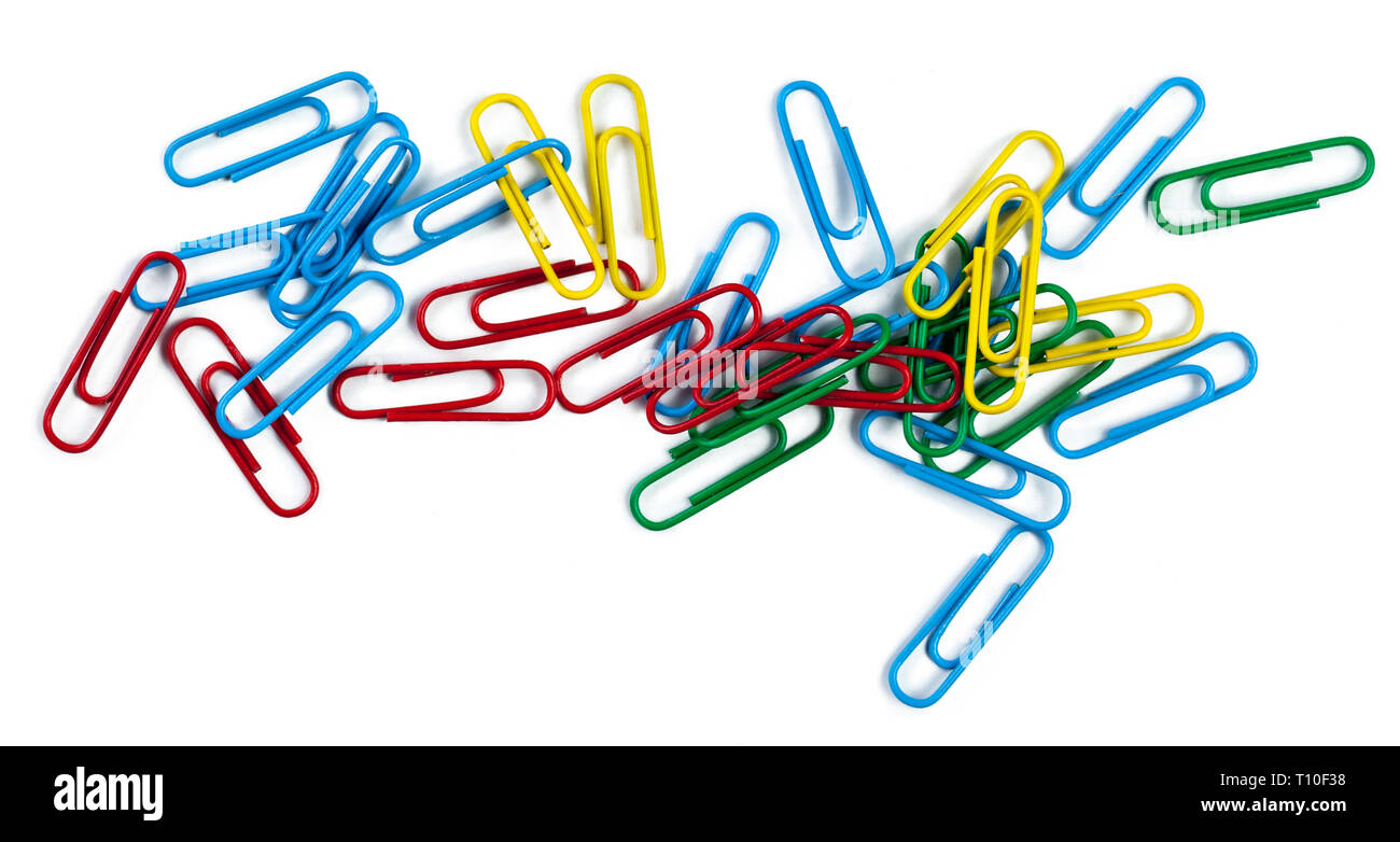 Collection of colorful paper clips isolated on white background Stock ...