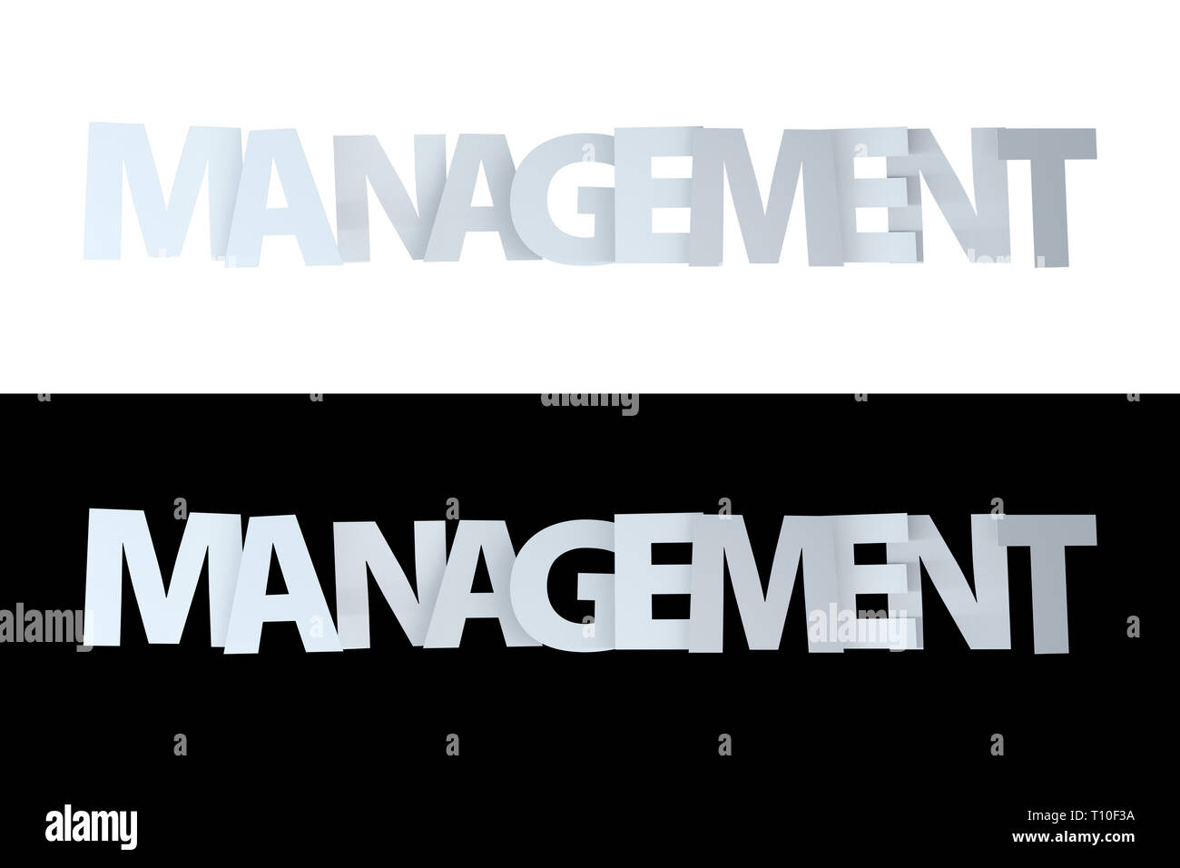 3d rendering of management text on white and black version Stock Photo ...