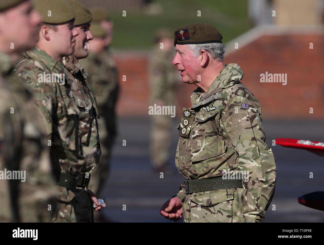 The Prince of Wales, Colonel, Welsh Guards, presents campaign medals to ...