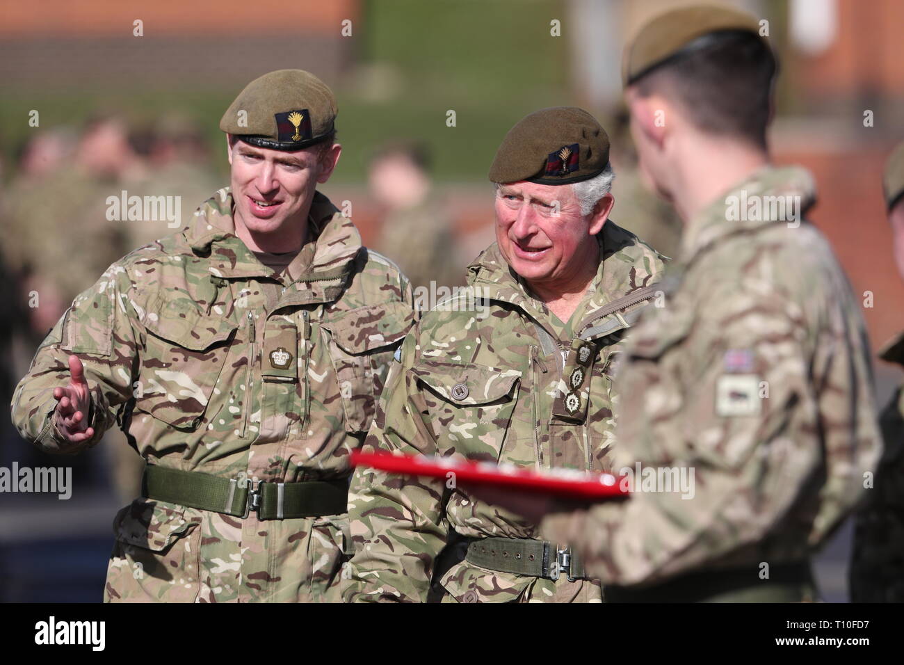 The Prince of Wales, Colonel, Welsh Guards, presents campaign medals to ...