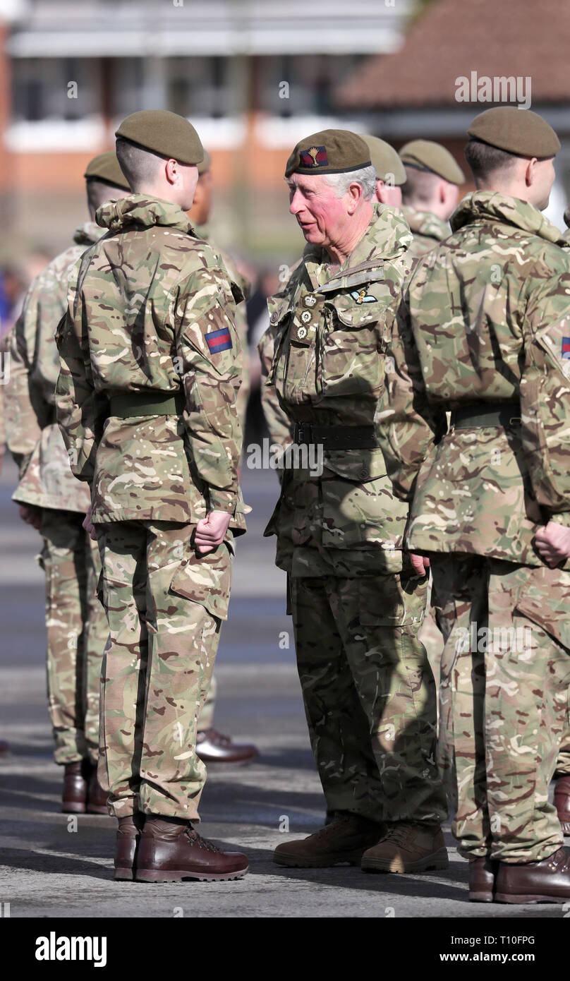 The Prince of Wales, Colonel, Welsh Guards, presents campaign medals to ...