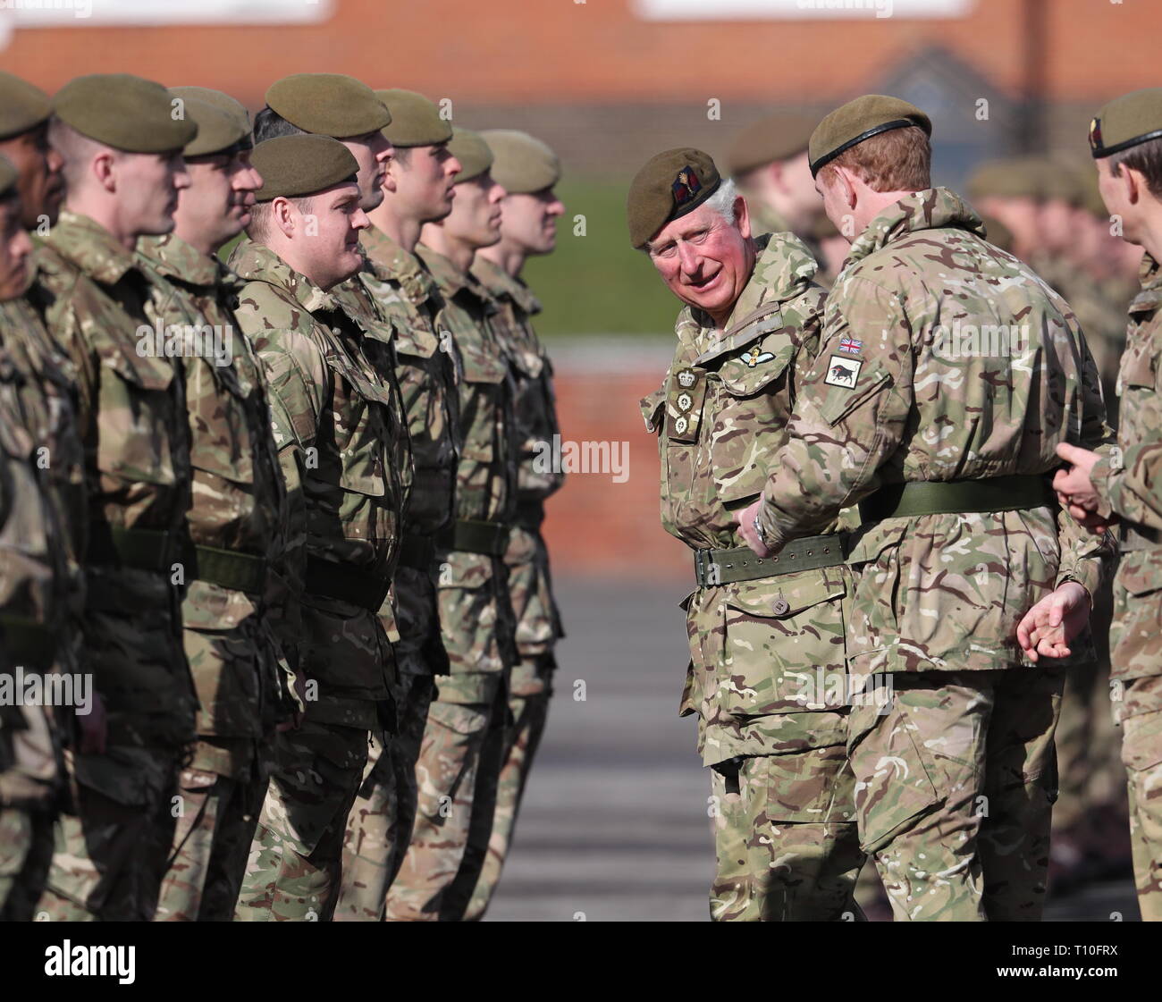 The Prince of Wales, Colonel, Welsh Guards, presents campaign medals to ...