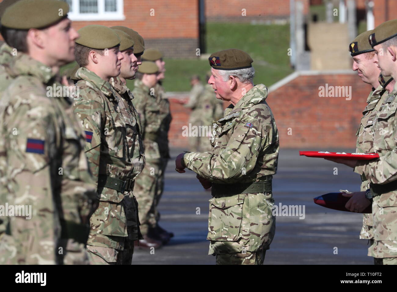 The Prince of Wales, Colonel, Welsh Guards, presents campaign medals to ...