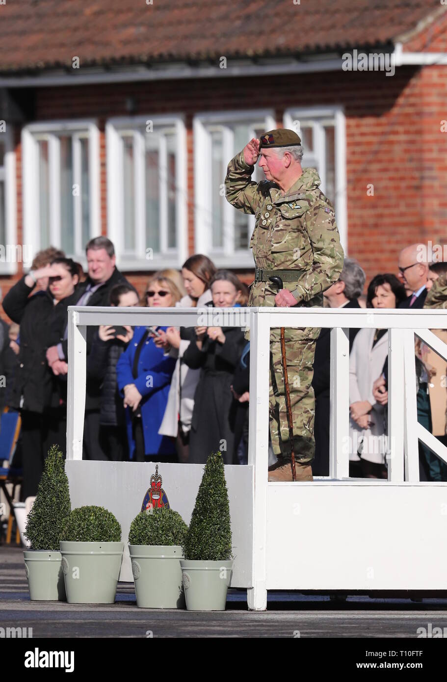 The Prince of Wales, Colonel, Welsh Guards, presents campaign medals to ...