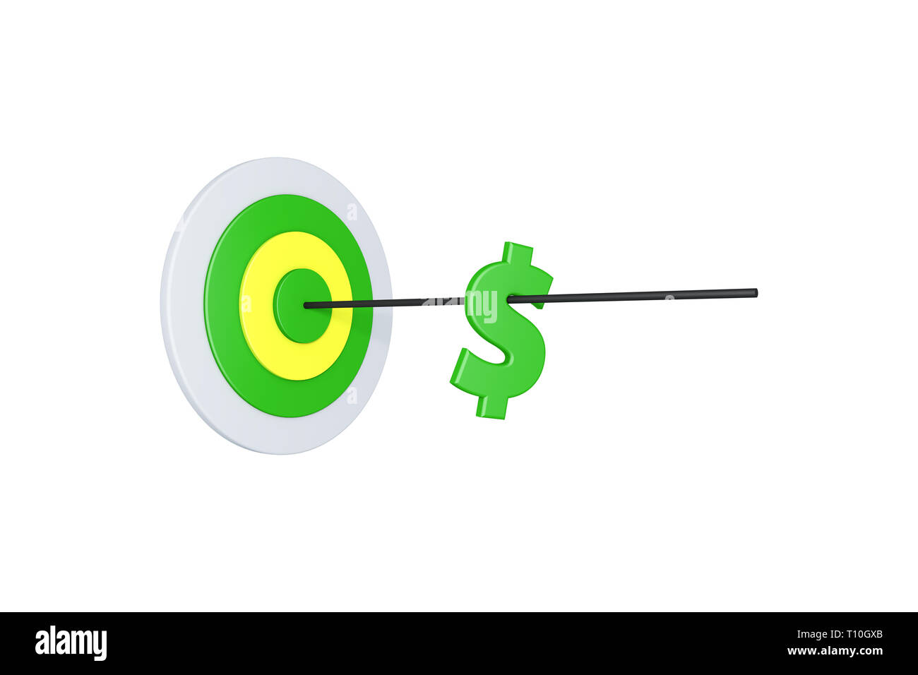 3d rendering of finance concept with arrow, aim target and dollar sign ...