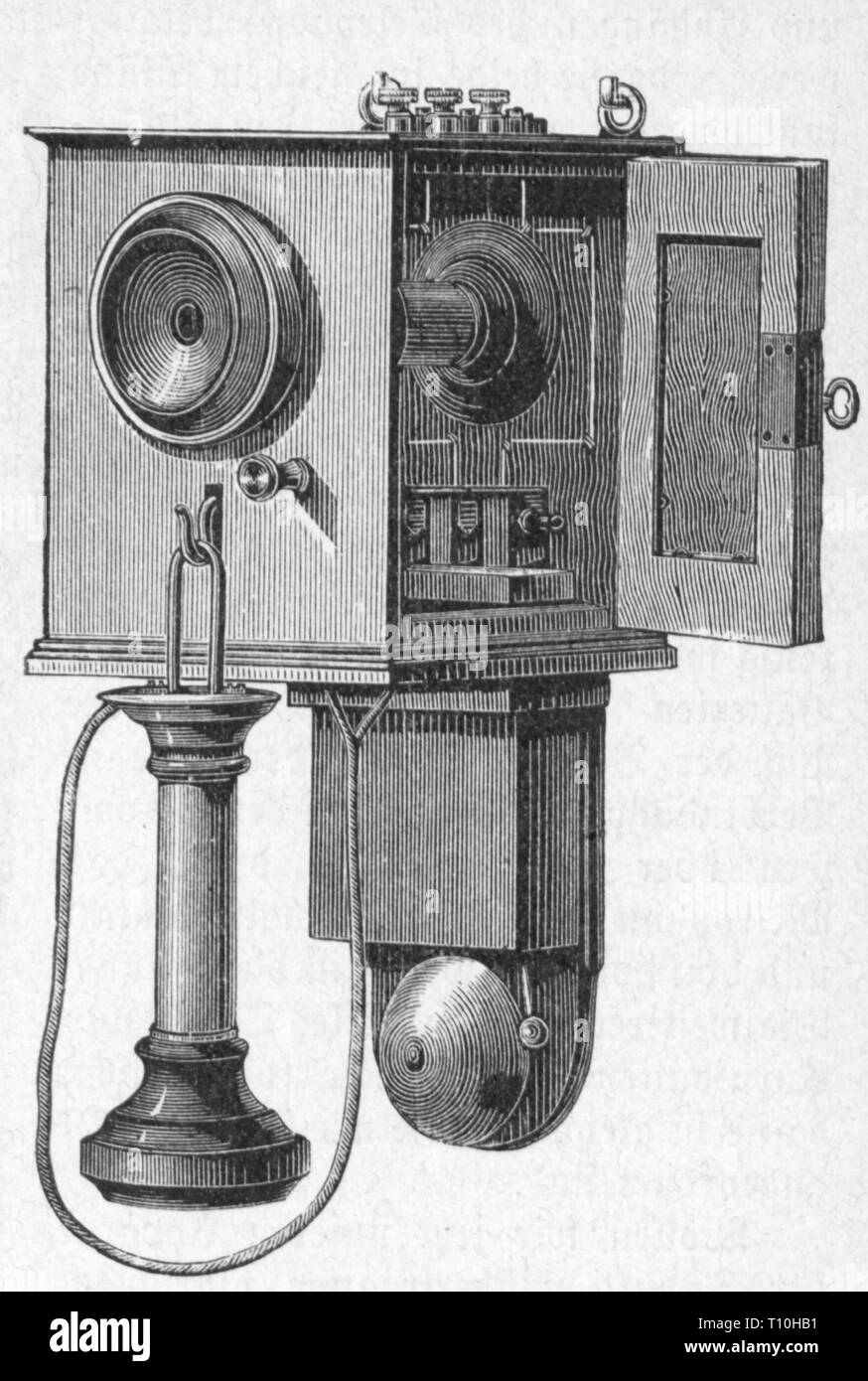 Bell telephone wall 19th century Black and White Stock Photos & Images ...