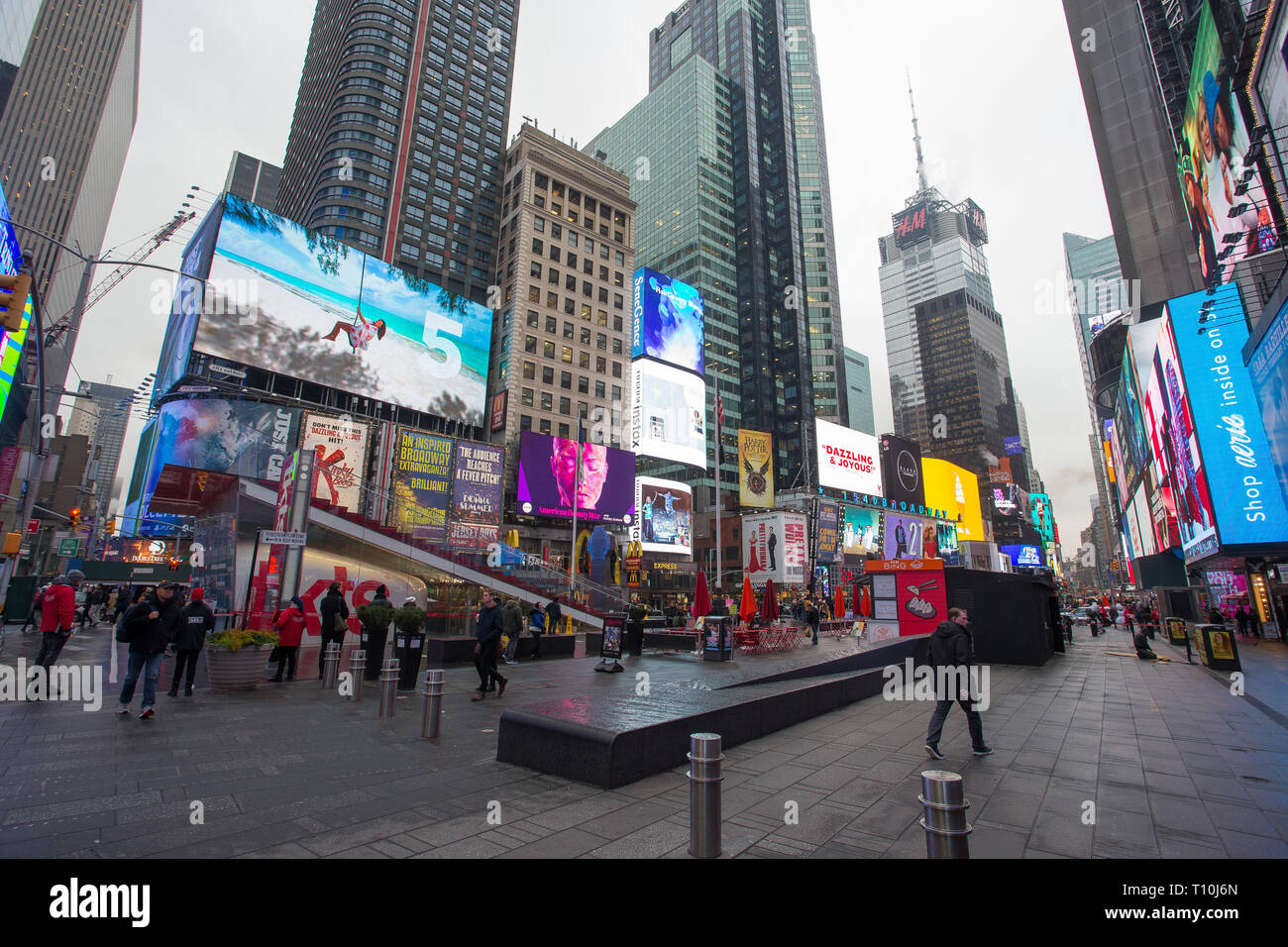 Billboards for musical shows in Times Square, New York City, NY, USA ...