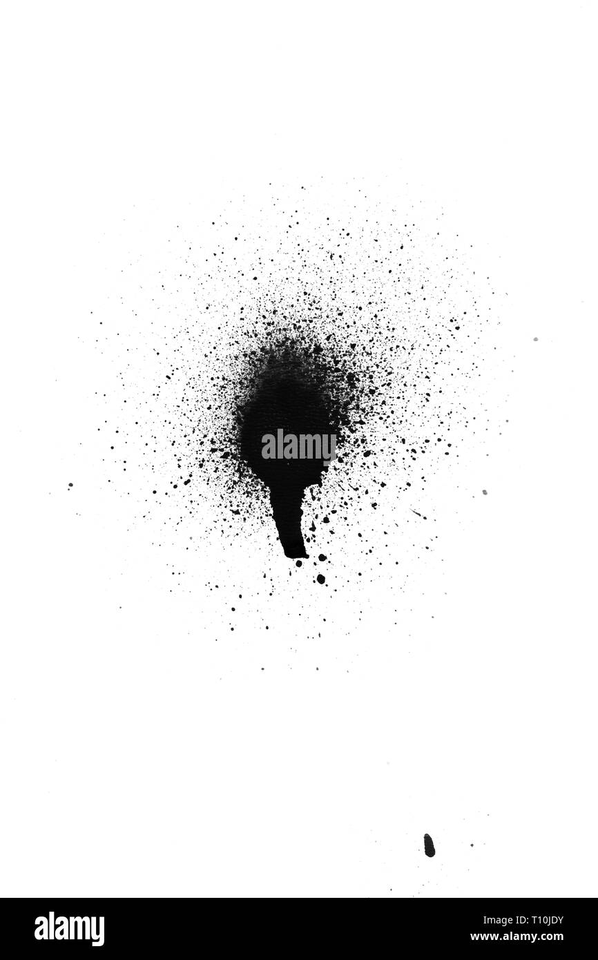 Black color spray paint on a white background paper Stock Photo - Alamy