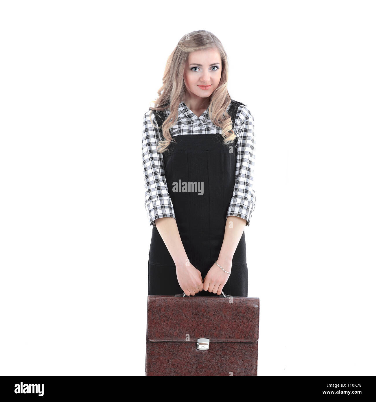 young business woman with business leather briefcase Stock Photo - Alamy