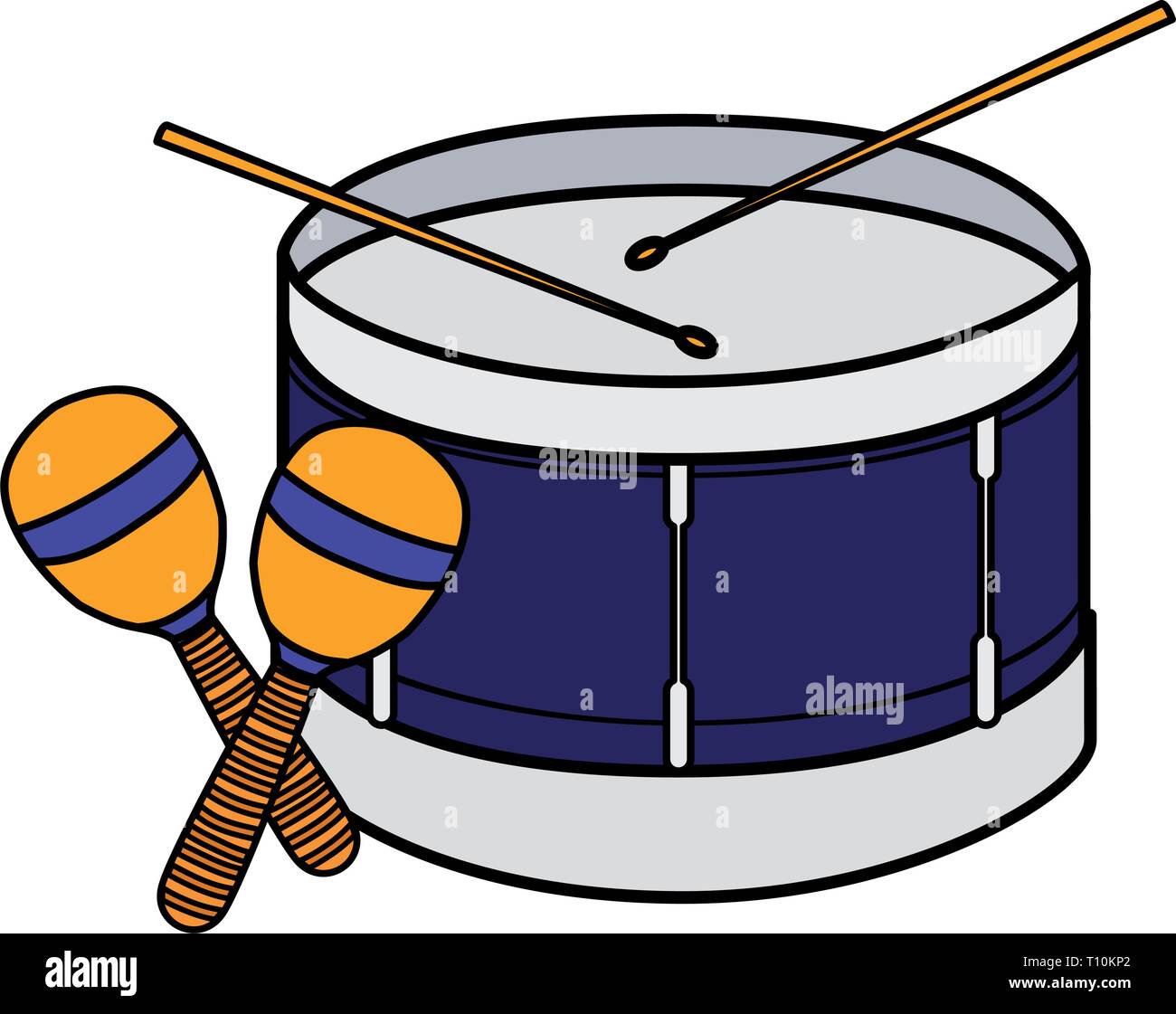 drum and maracas instruments musical vector illustration design Stock ...