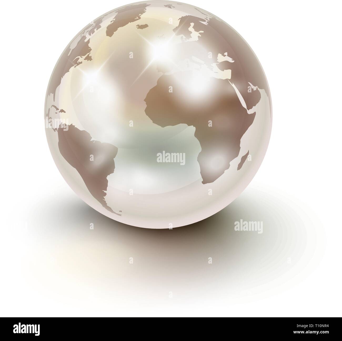 Precious Earth like a white pearl with light effects over white Stock ...