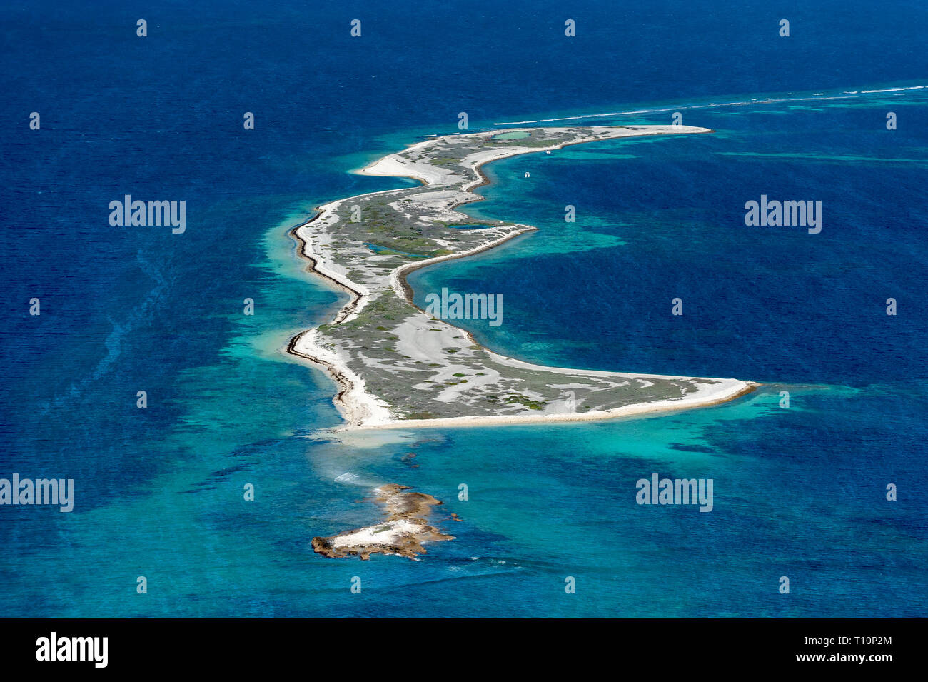 Aerial view of Long island, also called Seal island, in the Houtman ...