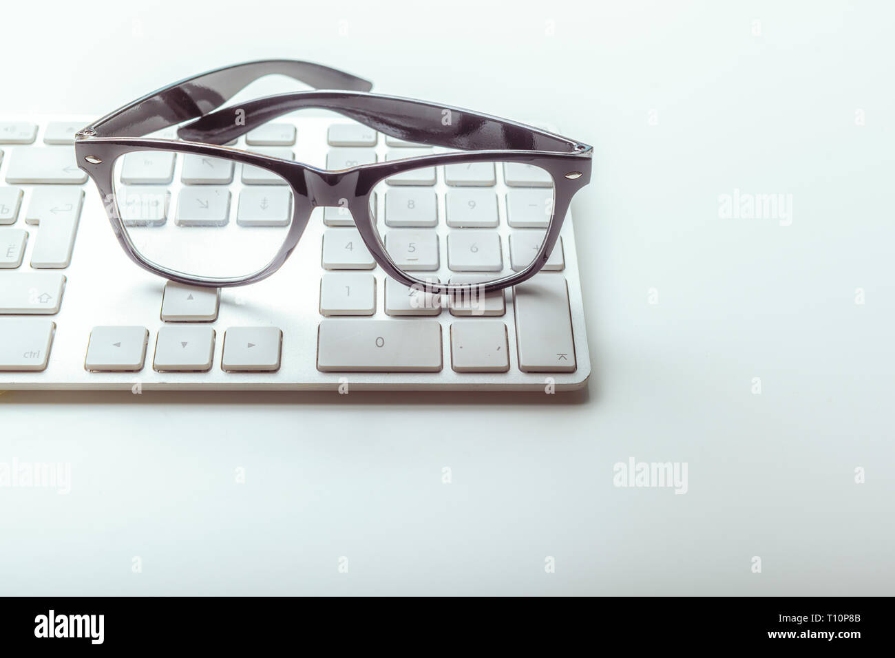 Close up image of computer office keyboard on a white background Stock ...